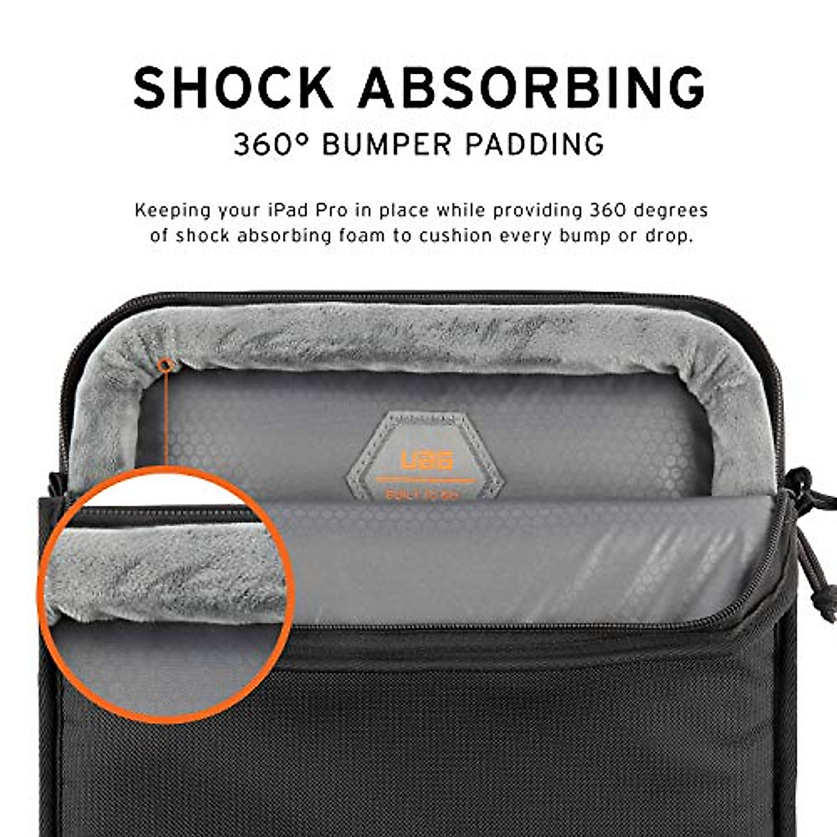URBAN ARMOR GEAR UAG Compatible with iPad Pro 12.9-inch (5th Gen, 2021) & (4th Gen, 2020) Shock Sleeve Lite Case Durable 360 Degree Protection Impact Resistant Protective Bag, Black