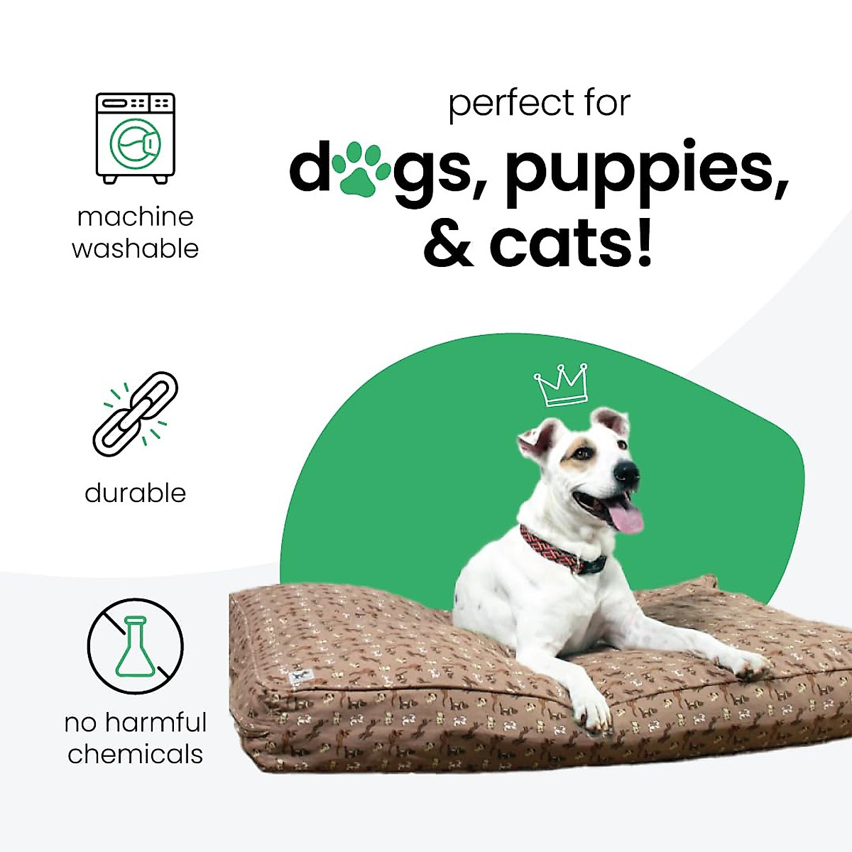 Molly Mutt Huge Dog Bed Cover - Daysleeper Print - Measures 36”x45”x5’’ - 100% Cotton - Durable - Breathable - Sustainable - Machine Washable Dog Bed Cover