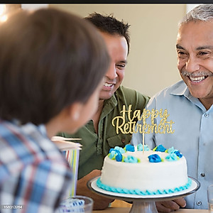 Gyufise Gold Glitter Happy Retirement Cake Topper Retirement Cake Decoration Picks for Retired Party Cake Decoration Party Supplies 1 Pack