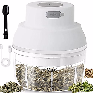 Andekas Electric Herb Grinder - 3.9"/3.4oz Large Capacity Grinder with USB Rechargeable and Brush, Perfect for Grinding Spices & Herbs (White)