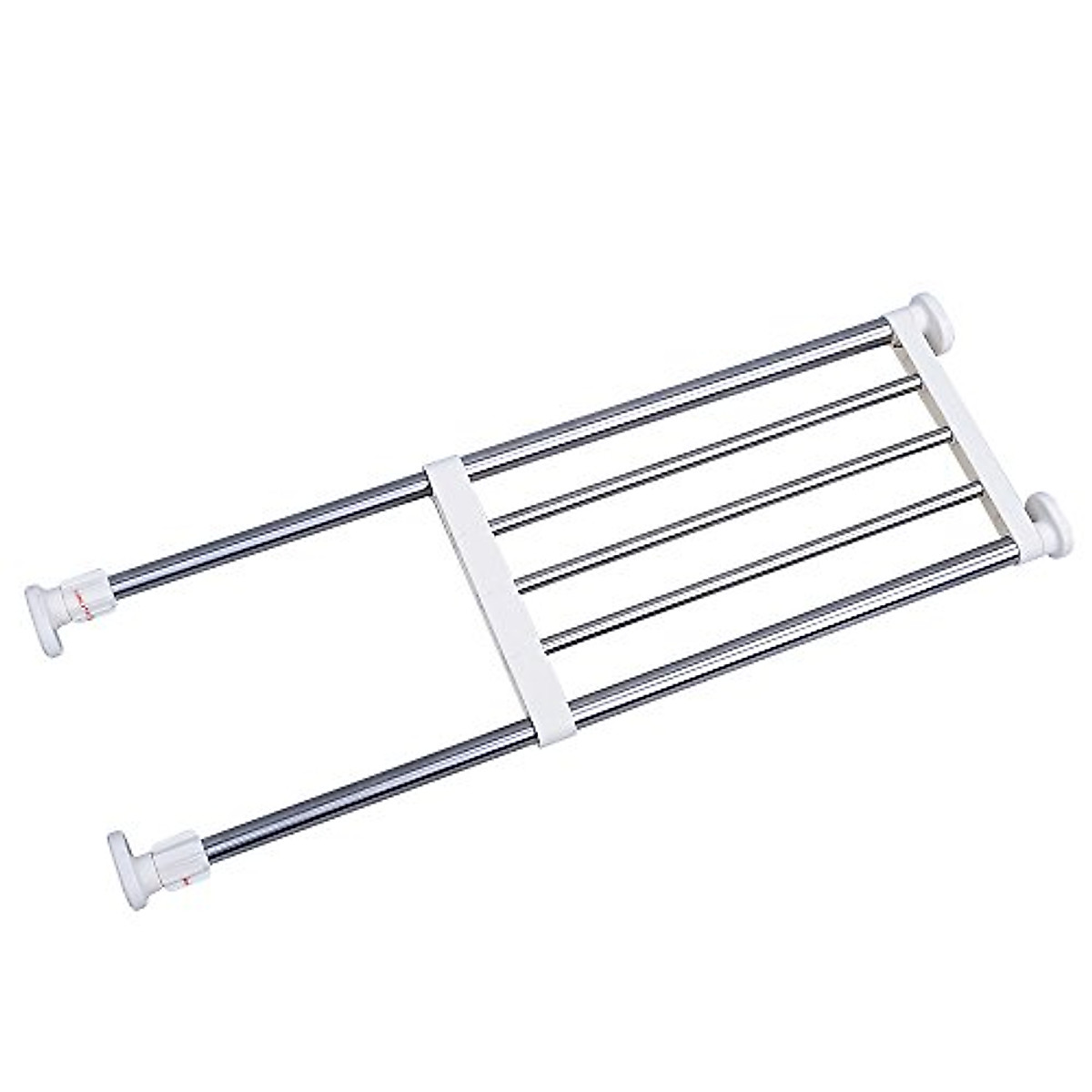 BAOYOUNI Expandable Closet Tension Shelf Storage Rack Heavy Duty Stainless Steel Adjustable Metal Organizer for Wardrobe, Cupboard, Kitchen, Bathroom Use, 19.68-31.49 Inch