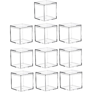GLEAVI Clear Square Cube 60 Pcs Packing Box Candy Containers Party Candy Bag Party Gift Candy Cake Gift Container Candy Packaging Case Party Candy Storage Cases Seal Specimen Acrylic