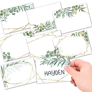 Hadley Designs 56 Greenery Self Adhesive Name Tags Sticker for Kids Name Labels for School, Nametags Labels for Classroom Labels for Teachers, Sticky Name Tags for Clothes