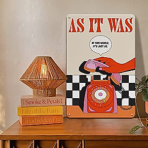 Vintage Harry Posters for Room Aesthetic Metal Tin Sign, HL As It Was Music Album Cover Wall Art Metal Poster, Pop Retro Abstract Style Home Party Wall Decor Tin Signs for Bedroom Living Room, 12X8 Inches