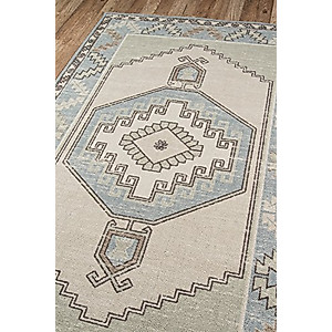 Momeni Anatolia Wool and Nylon Area Rug 3'3" X 5' Light Blue