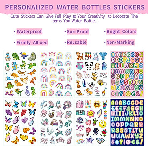 Mininoo Kids Water Bottle for School, 16oz Stainless Steel Insulated Water Bottle Kids with Straw Lid for Girls, Boys (Purple/Pink)