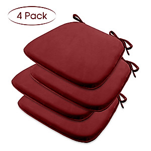 Basic Beyond Kitchen Chair Cushions Set of 4, U Shaped Memory Foam Chair Cushion with Ties, 17 x 16 inches Soft Plush Velvet Chair Pads for Dining Chairs(Red)