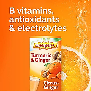 Emergen-C Citrus-Ginger Fizzy Drink Mix, Turmeric and Ginger, Immune Support, Natural Flavors with High Potency Vitamin C, 18 Count