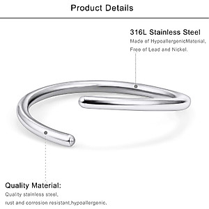 Lcolyoli 24PCS 22G Surgical Steel Moon Nose Rings Hoop Nostril Septum Ring Piercing Jewelry for Women Men 10mm (3/8") Silver-tone