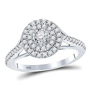 The Diamond Deal 10kt White Gold Round Diamond Solitaire Bridal Wedding Engagement Ring 1/2 Cttw