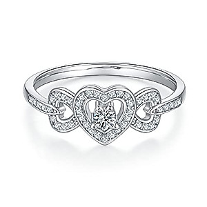 MINDDHA 925 Sterling Silver Promise Rings – Real Sterling Silver Infinity Rings with a CZ Simulated Diamond, Stackable Engagement Bands, Gold Plated Options, Wedding Ring for Women and Men, Sizes 4-12