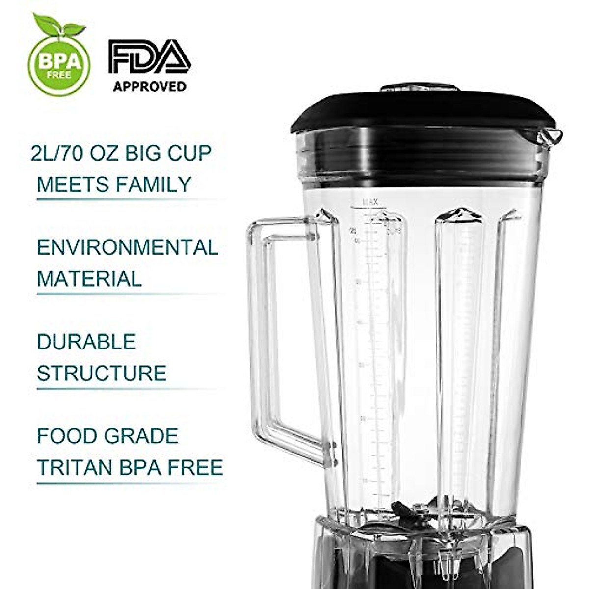 Countertop Blender Professional Commercial Mixer Blender 70oz with 2200 Watt Base，Total Crushing Technology for Smoothies, Ice and Frozen Fruit (Black)
