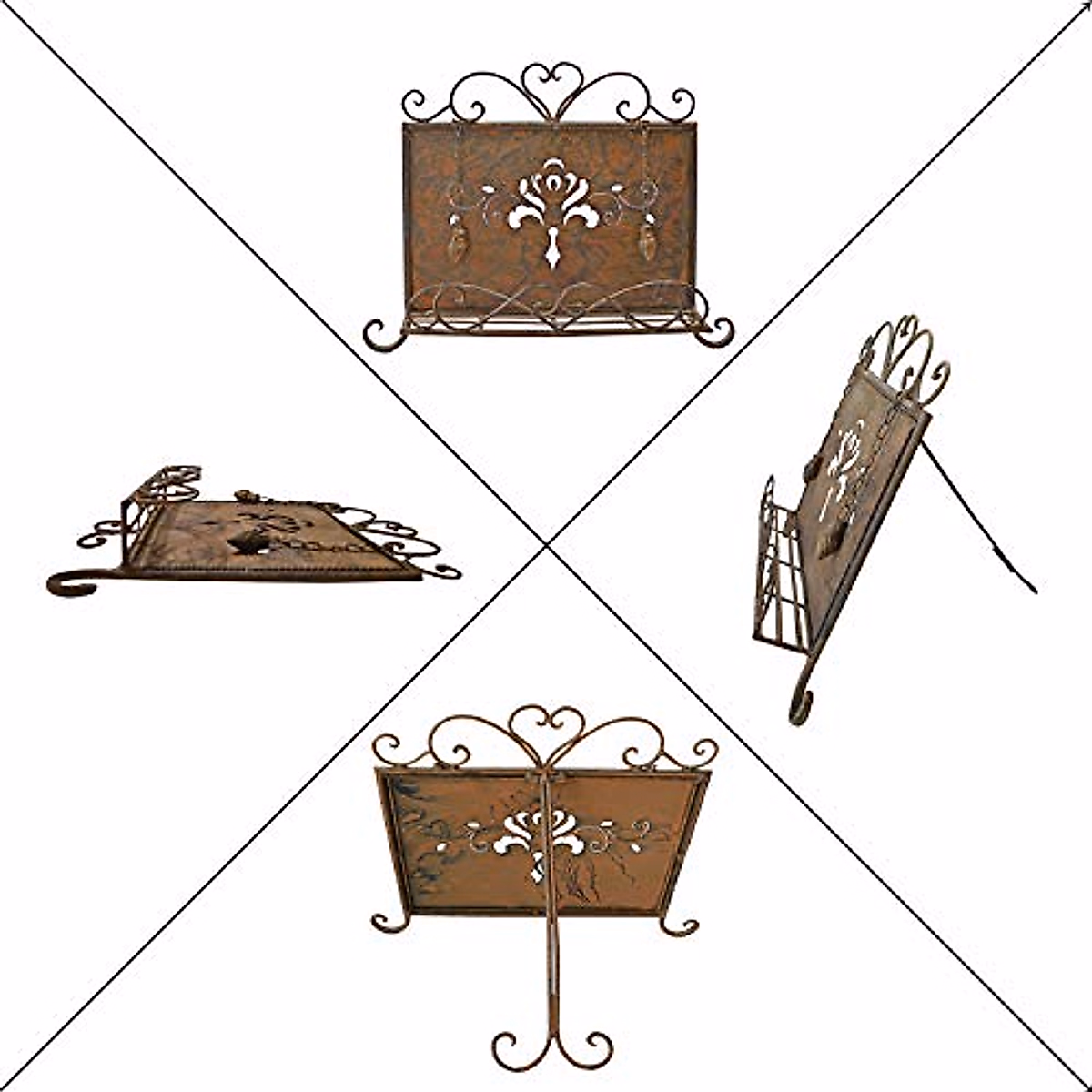 Antique Metal Cookbook Stand Recipe Book Stand for Kitchen Easel Weighted Chain for Gift