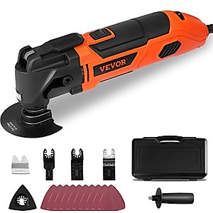 VEVOR Multitool Oscillating Tool Corded 2.5 Amp, Oscillating Saw Tool with LED Light, 6 Variable Speeds, 3.1° Oscillating Angle, 11000-22000 OPM, 16PCS Saw Accessories & BMC Case