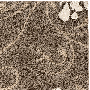 SAFAVIEH Florida Shag Collection Accent Rug - 3'3" x 5'3", Smoke & Beige, Non-Shedding & Easy Care, 1.2-inch Thick Ideal for High Traffic Areas in Foyer, Living Room, Bedroom (SG464-7913)