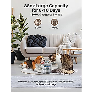 Cat Water Fountain, 88oz/2.6L Ultra Quiet Pump Cat Drinking Waterer with 3 Large Filters 5 Layers Circulating, BPA-Free Automatic Pet Visible Water Level Dog Water Dispenser, Cat Water Bowl