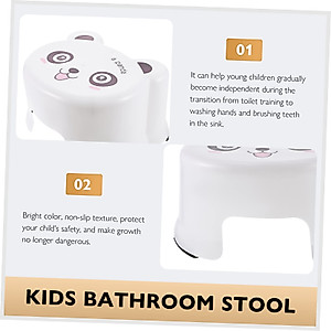 Homoyoyo Cartoon Plastic Stool Baby Sink Stools for Adults Round Ottoman Stool Kids Stools Home Step Stool Safety Steps Bathroom Chair Aldult Child White Plastic Chair