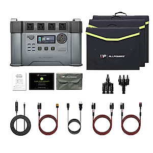 ALLPOWERS S2000 Pro Solar Generator with Solar Panels In 2400W MPPT Portable Power Station with 3 PCS Foldable Solar Panel 100W, Solar Power Battery for RV Home Use Outdoor Camping