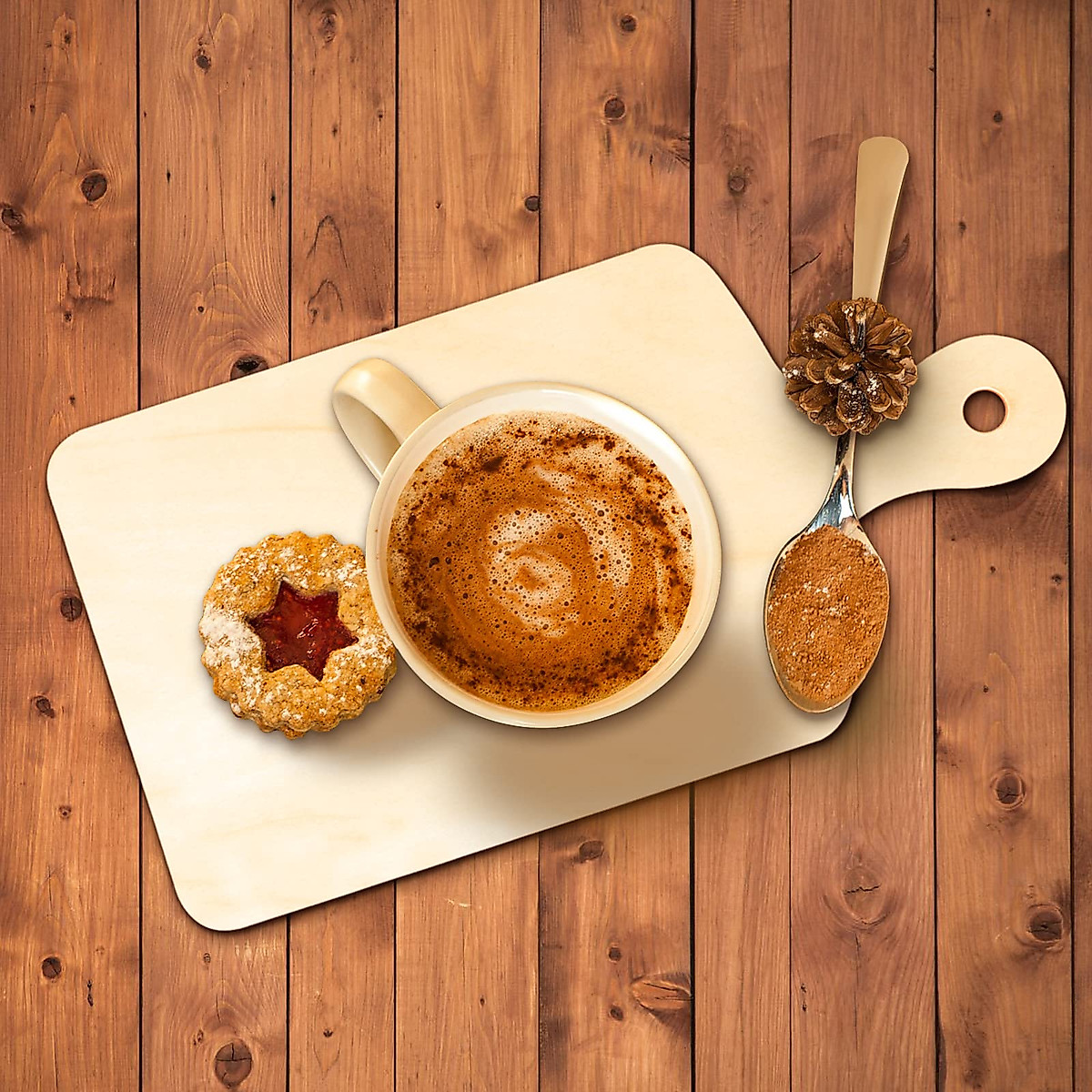 Oomcu 12PCS Wooden Mini Cutting Board with Handle,Rectangle Unfinished Wood Craft Paddle Serving Tray Chopping Board Cutout for DIY Thanksgiving Christmas Home Kitchen Fruit Decor (11.8 x 6.3 Inch)