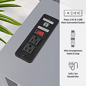 Yaheetech 2-Tier Console Table Narrow Wood Sofa Table with Power Outlets for Entryway Hallway Living Room Corridor, X-Shaped Design,Gray