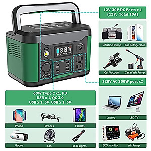 𝟓𝟎𝟎𝐖 𝐏𝐨𝐫𝐭𝐚𝐛𝐥𝐞 𝐏𝐨𝐰𝐞𝐫 𝐒𝐭𝐚𝐭𝐢𝐨𝐧, 515Wh Outdoor Solar Generator Backup Lithium Battery Power Bank with 120V/500W AC Outlet with Flashlight for Outdoors Camping Travel