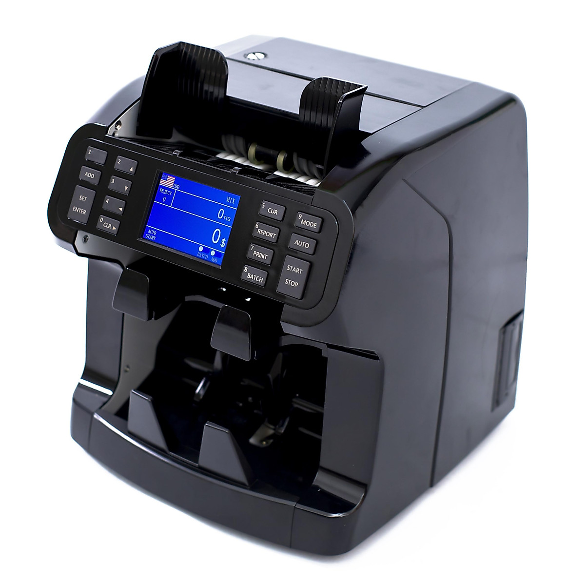 Demotio Bank Grade Two Pocket Bill Sorter MA-900 Non-Stop Bill Counter Multi-Currency Highly Reliable Counterfeit Detection and Value Counting with Built-in Printer