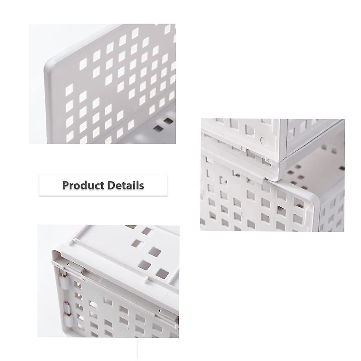 HANAMYA Folding and Stackable Storage Shelf | Foldable Drawer Organizer | Closet Wardrobe Organizer, Set of 4, White