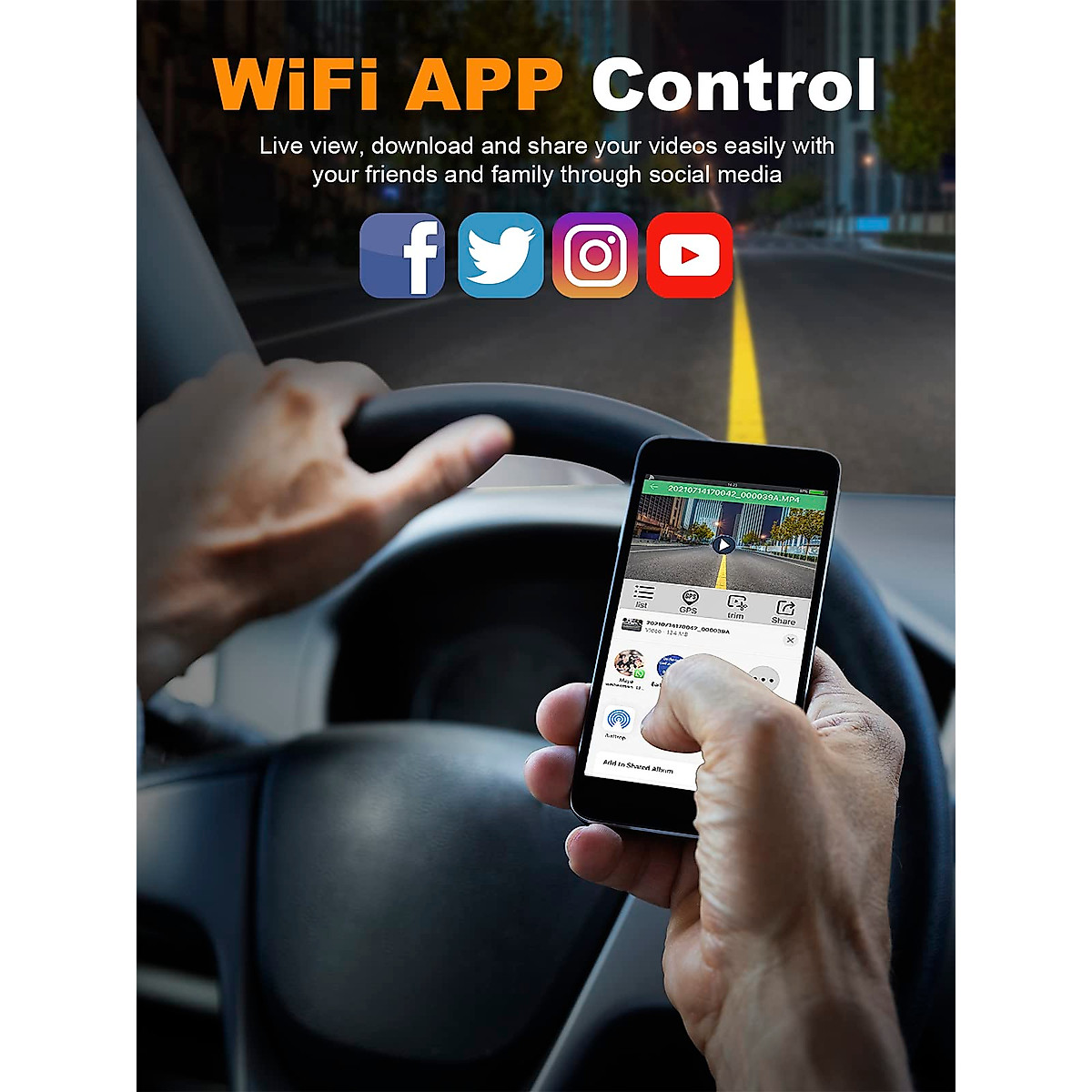 PRUVEEO Dash Cam, 4 Channel Camera FHD 1080Px4, Front Left Right and Rear, Front and Rear Inside, Built-in GPS WiFi, Polarizing Lens CPL Filter, Free 128GB Card, Double CPL