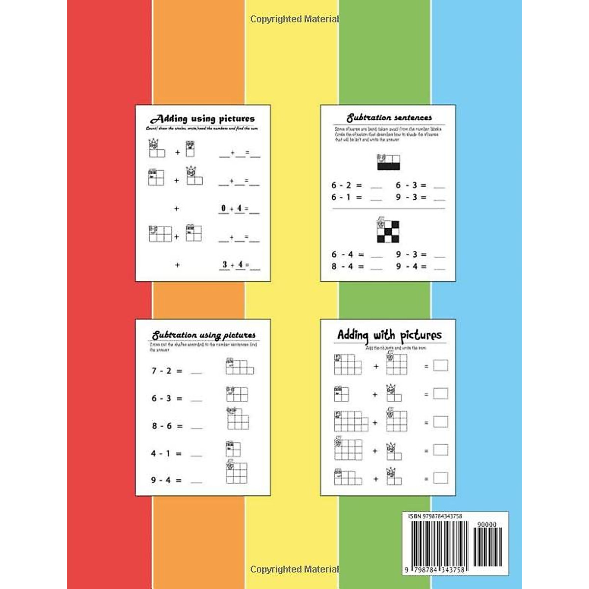 Numberblocks Addition Subtration Math Book: Math Workbook Grade 1: 60 Pages of Addition, Subtraction and Numberblocks Images