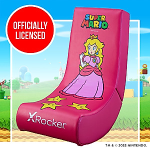 X Rocker Super Mario Peach Video Gaming Floor Chair, Official All-Star Edition Nintendo Collectible, Faux Leather, Foldable, 5000201, 33.46" x 16.14" x 25.59", Princess Peach Pink