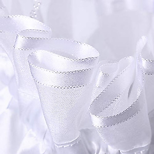 LUOEM Satin Bridal Wedding Money Bag White Bridal Bridesmaid Satin Flower Decorated Bag Handbag with Pearl for Dollar Dance Bridal Purse Wedding Favor