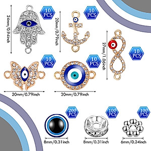 450 Pieces Evil Eye Beads Blue Evil Eye Charms Rondelle Spacer Beads Mix Alloy Enamel Evil Eye Charms Jewelry Connectors Silver Flower Beads for DIY Craft Bracelet Necklace Jewelry Making