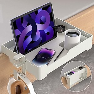 Yunerz Bedside Shelf, Foldable Bunk Bed Shelf Organizer, Clip On Nightstand for College Dorm Room Essentials Table Caddy with Cup/Cord Holder for Bunk Organizer Bedroom Students