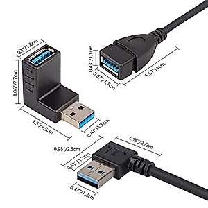 YuCool USB 3.0 Adapter and USB 3.0 Extension Cable, Left and Right Angle Extension Data Cable and Vertical Up and Down Angle Coupler Connector