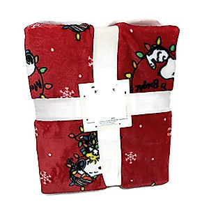 Christmas Merry & Bright Snoopy and Woodstock Holiday Oversized Plush Throw Blanket 50" x 70"
