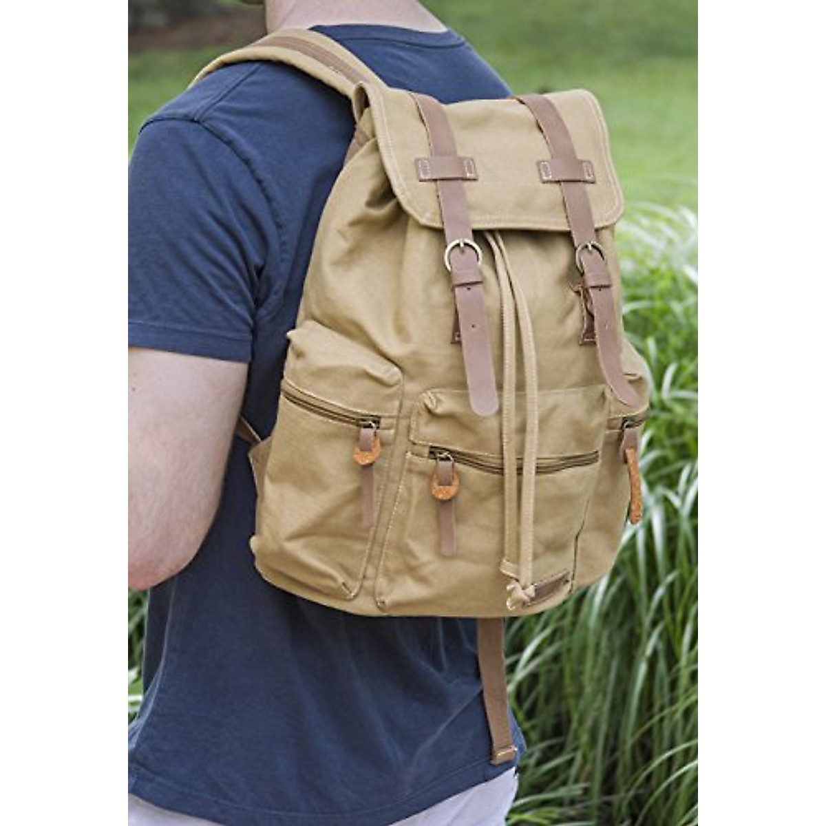 Sweetbriar Vintage Canvas Backpack, Tan - Protects Laptops up to 15.6 Inches