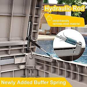 PatioZen 230 Gallon Large Deck Box,Resin Outdoor Storage Box with Lockable for Patio Furniture, Pool Accessories, Garden Tools Waterproof Outside Storage Box, Light Brown