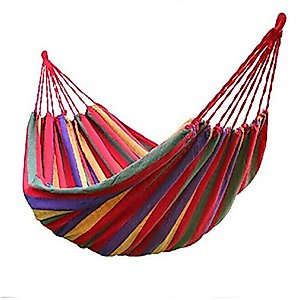 WoneNice Outdoor Double 2 Person Cotton Hammock, Red