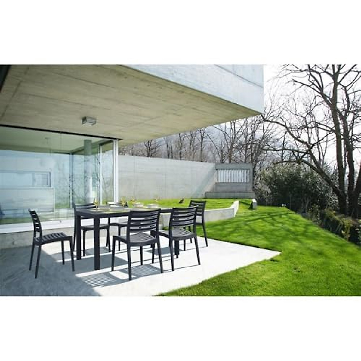 Compamia Ares Outdoor Patio Dining Chair in Dark Gray (Set of 2)