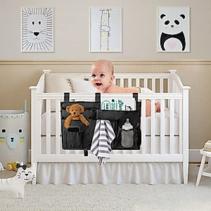 hizgo Bedside Caddy, Hanging Bedside Storage Organizer with 8 Pockets, Bunk Bed Organizer for College Dorm Room, Bunk/Loft Bed, Hospital Bed Rail, Camp (Black)