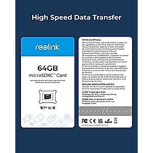 REOLINK 64GB microSDXC UHS-I Memory Card, 100 MB/s, Class 10, Micro SD Card Compatible with Reolink Security Camera