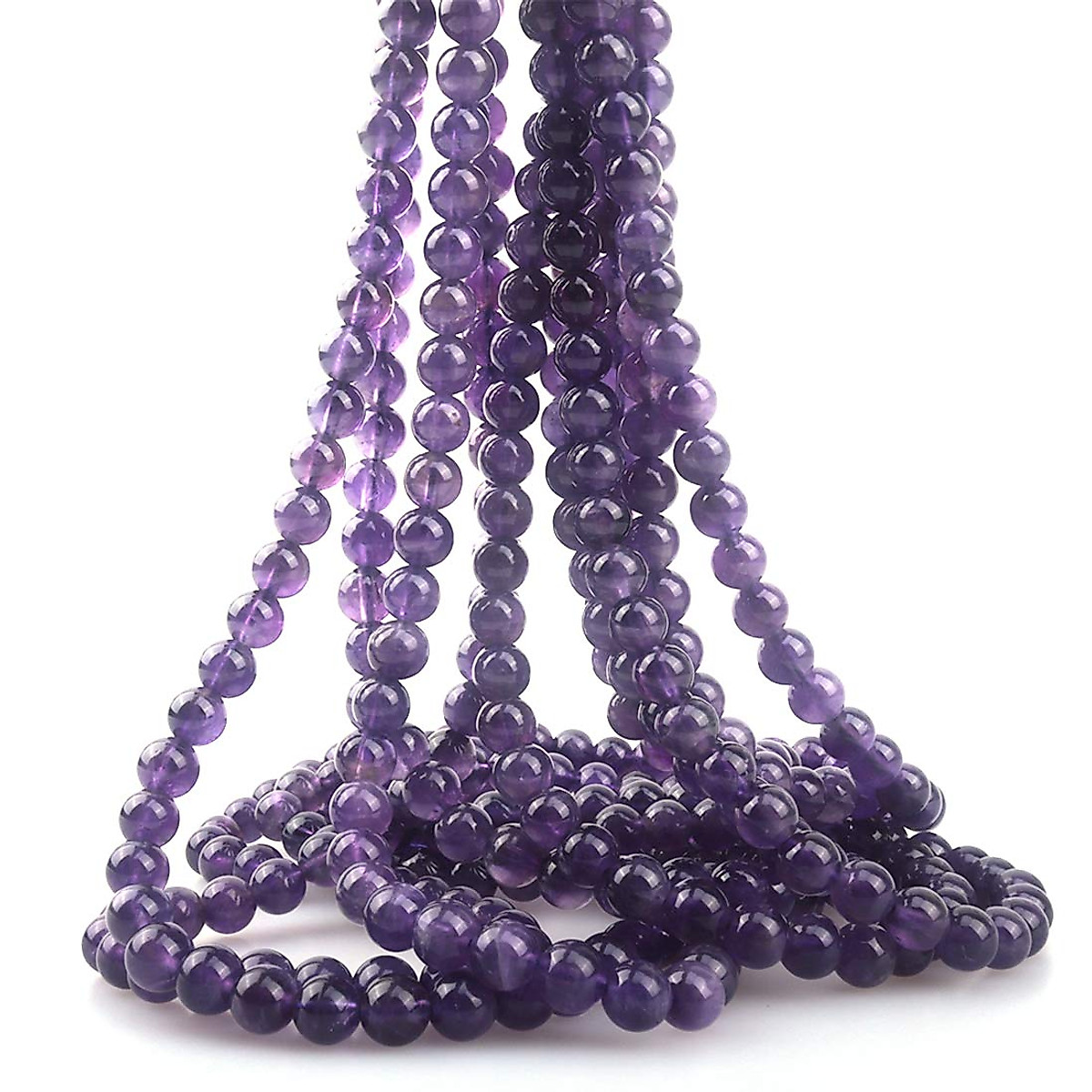 ICAI Beads 4mm Natural Amethyst Stone Round Loose Stone Beads for Jewelry Making DIY Crafts Design 1 Strand 15" APPR.98-100pcs