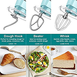 Upgraded Household Stand Mixer for Peicual 380W 10+P Speed High-Performance Tilt-Head Electric Kitchen Mixer 5.5Qt Stainless Steel Bowl with Dough Hook Flat Beater Wire Whisk & Splash Guard