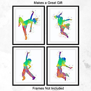 Hip Hop Wall Art Girl Dancer Abstract Print Set of 4 8x10, Gift for Hip Hop Dancer, Freestyle Dance, Dance Teacher. Dnce Studio Dorm Room Decor