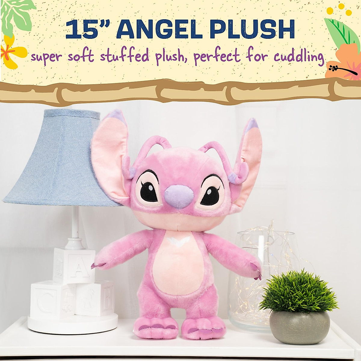 KIDS PREFERRED Disney Baby Lilo & Stitch Angel Soft Huggable Stuffed Animal Cute Plush Toy for Toddler Boys and Girls, Gift for Kids, Pink Angle 16 Inches