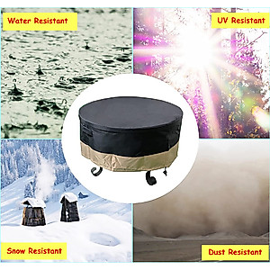 ProHome Direct 60 Inch Heavy Duty Waterproof Round Fire Pit/Table Cover, Weather Resistant Material Patio Cover, 60" D X 24" H