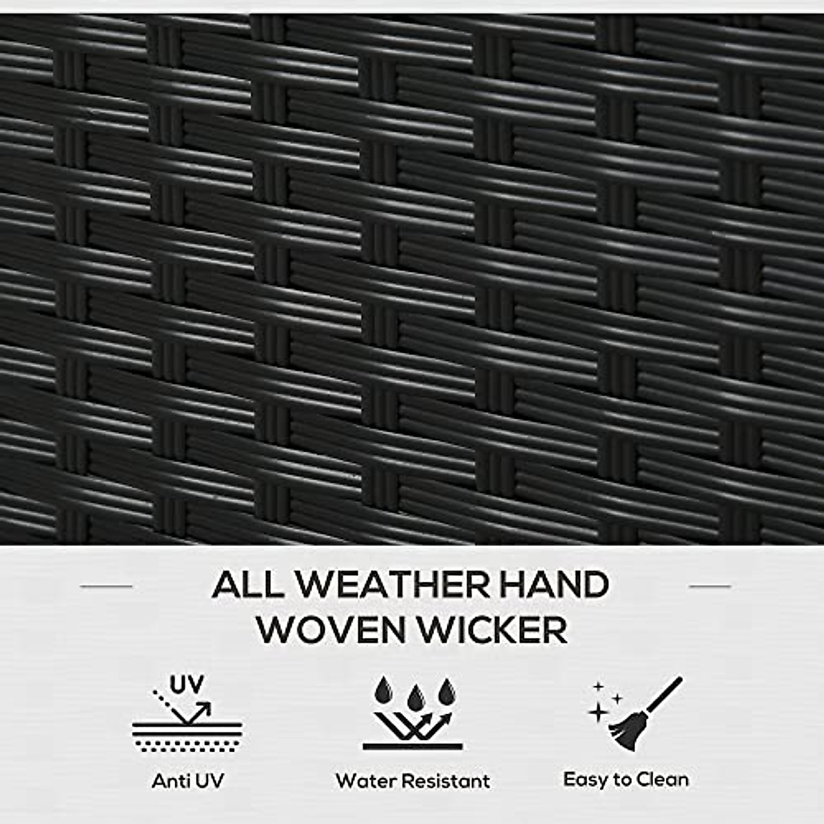 Outsunny Outdoor Deck Box & Waterproof Shoe Storage, PE Rattan Wicker Towel Rack with Liner for Indoor, Outdoor, Patio Furniture Cushions, Pool, Toys, Garden Tools, Black