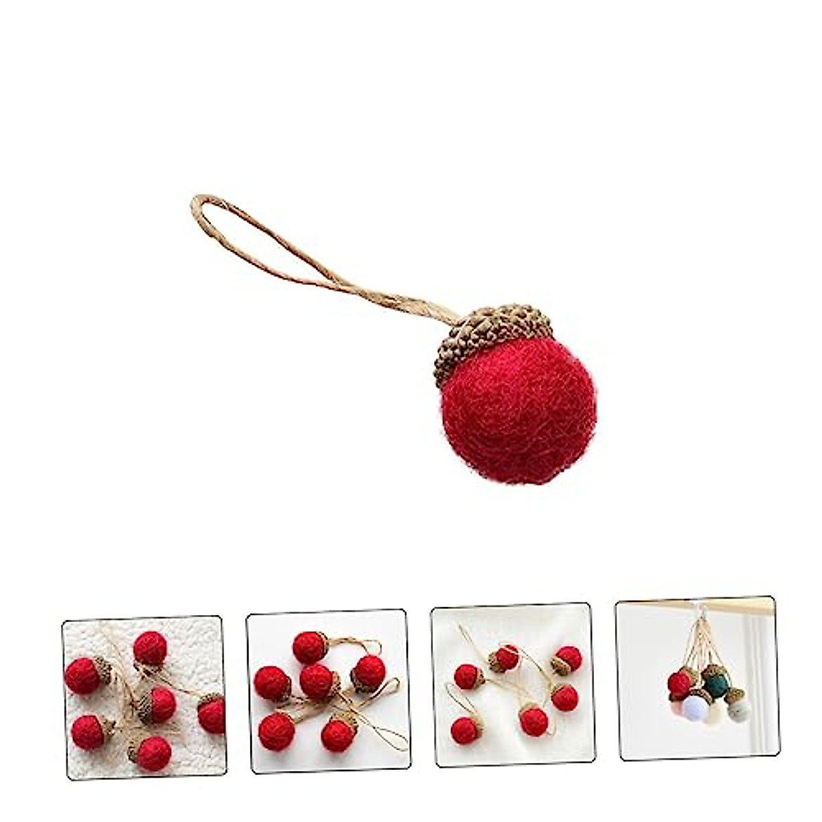 Levemolo 12pcs Felt Pine Cones Artificiales para Christmas Decor Dining Room Table Decor Felted Acorn Garland Pinecone Ornament Winter Pinecones Red Hanging Pendant Prom