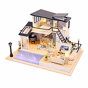 Flever Wooden DIY House Kit, Miniature with Furniture, Creative Craft Gift for Lovers and Friends (Mermaid Tribe)