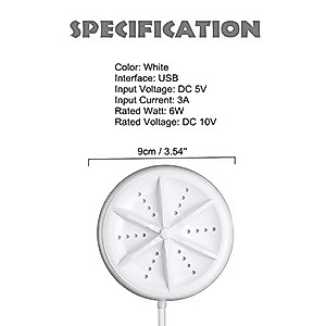 Mini Washing Machine Portable Ultrasonic Turbine Washer,Portable Washing Machine with USB for Travel Business Trip or College Rooms (A), White